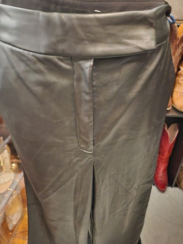 Express Super High Rise Faux Leather Flare Trouser - Black - Size 12L ...