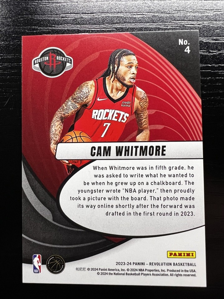 Cam Whitmore 2023-24 Panini Revolution #4 Vortex Houston Rockets Rookie ...