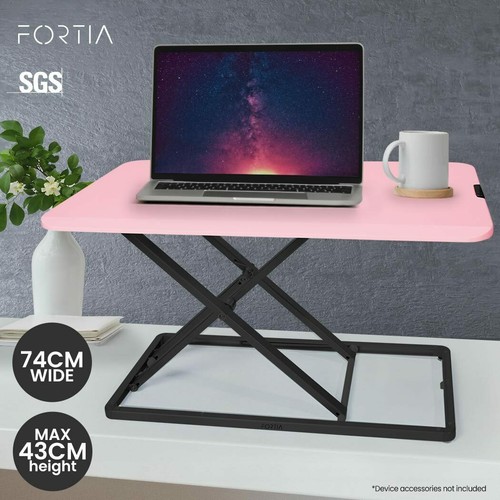 FORTIA Desk Riser 74cm Wide Adjustable Sit to Stand Dual Monitor ...
