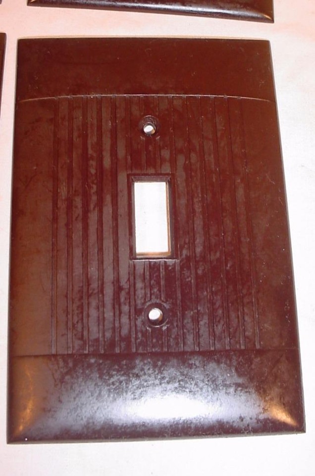 6 SIERRA ELECTRIC OVERSIZE BROWN RIBBED DECO WALL SWITCH COVERS ...