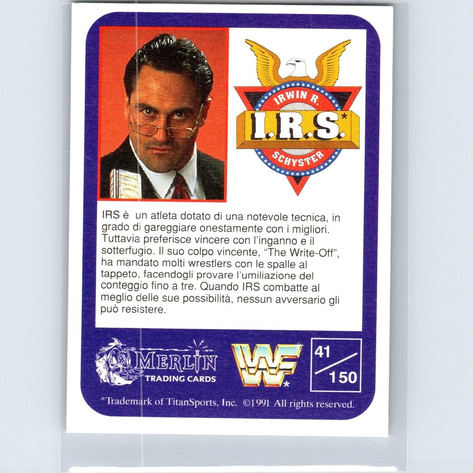 1991 Merlin WWF Wrestling Irwin R. Schyster Base #41 Italian | eBay