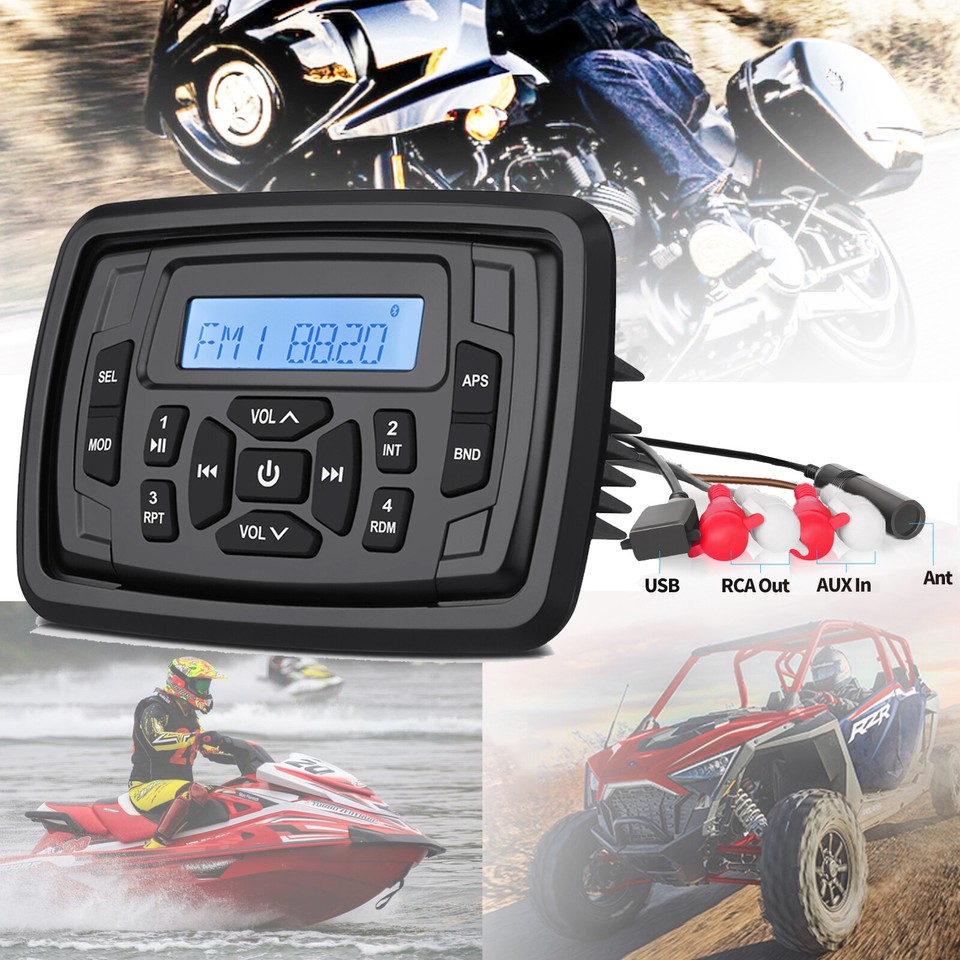 Marine Waterproof Audio Bluetooth Stereo Receiver Boat FM AM Radio for ...