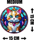 Cat Decorative Stained glass Effect Static cling window Sticker ...
