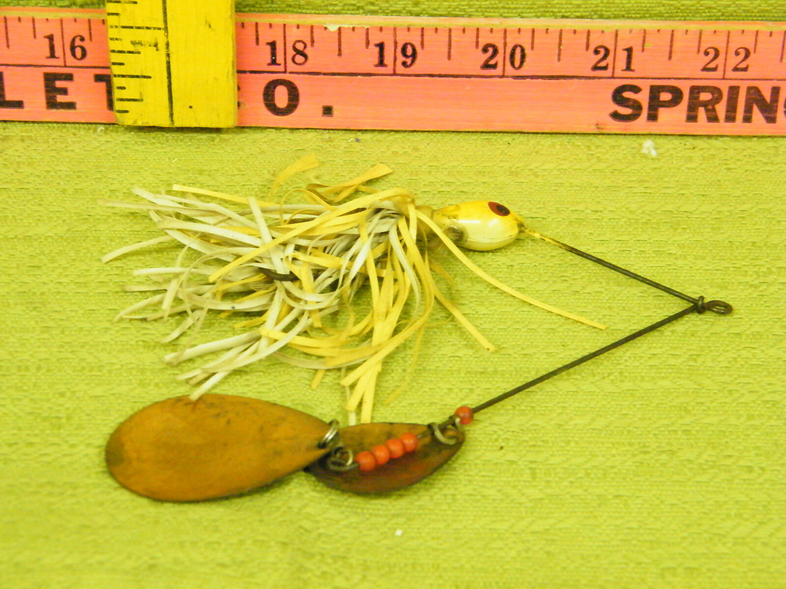 Yellow Tasseled Fly Fishing Lure With 2 Copper Spinners, 1 Hook | eBay