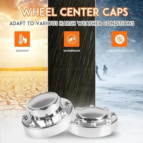 Front & Rear Chrome Dually Wheel Center Hub Caps Cover Compatible with ...