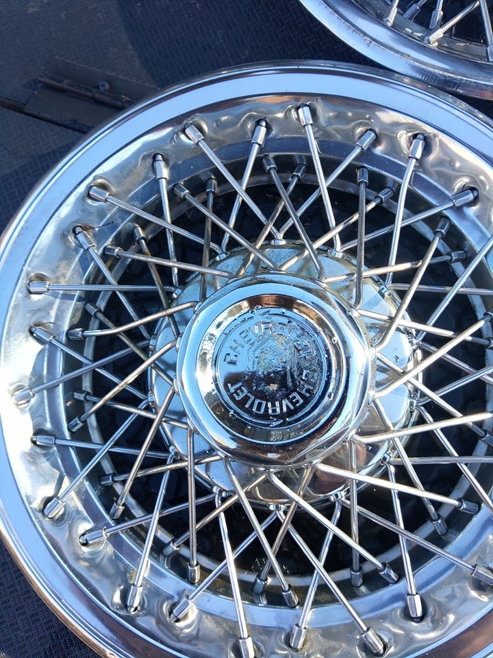 Set Of Four Vintage 1970's Chevy 14" Wire Hubcaps Monte Carlo Camaro ...