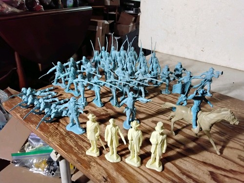1960s Original Marx Civil War UNION ARMY figure lot Blue & Gray Playset ...