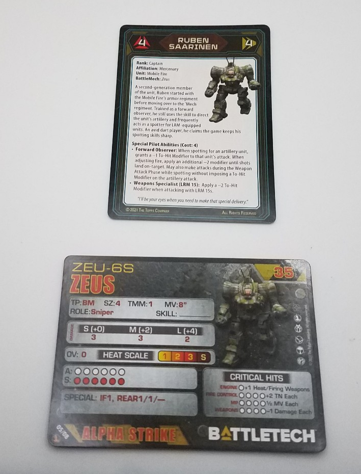 Battletech Inner Sphere Fire Lance - Zeus *Mech & Cards* | eBay