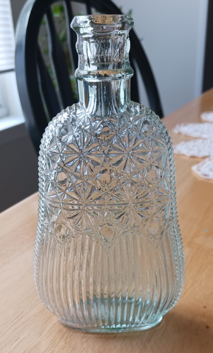 WHISK BROOM Aqua ribbed glass whiskey liquor flask bottle | eBay