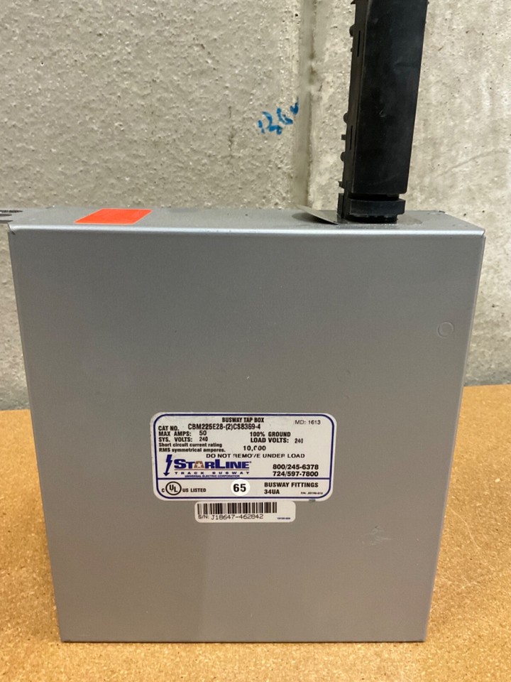 StarLine CBM225E28-(2)CS8369-4 T3 Busway Tap Box 50A 240V 10kA | eBay