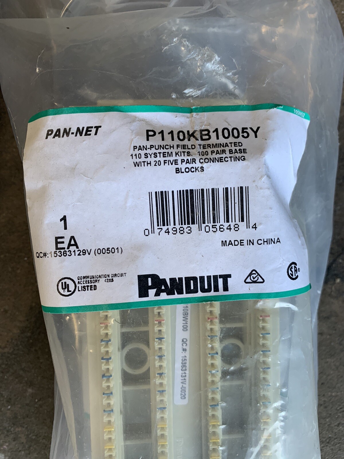 PANDUIT P110KB1005Y 110 SYSTEM KIT 100 PAIR BASE 25 PAIR CONNECTING ...