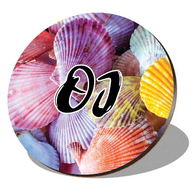 1 x Round Coaster - Letters OJ Sea Shells Initial #264029 | eBay UK