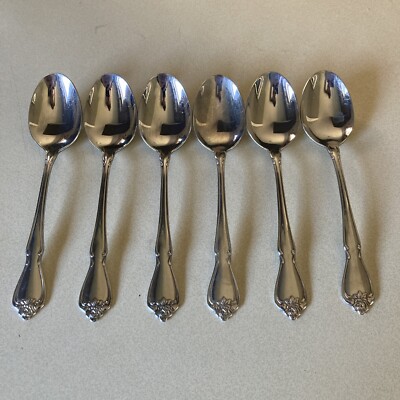 6 Set Lot Oneida ARBOR ROSE / TRUE ROSE Stainless Steel Oval Place Soup ...