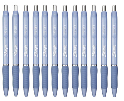 Sharpie S-Gel 0.5mm Fine gel Pen Frosty Blue with Black Ink 12 Pack of ...