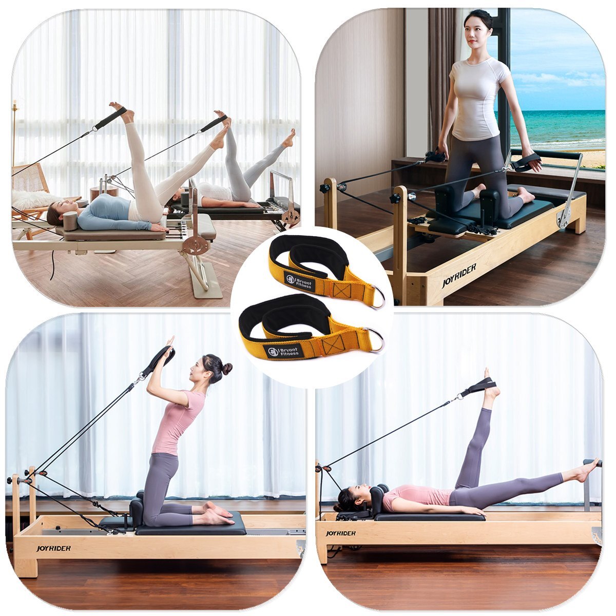 Pilates Reformer Double Loop Straps Handle D-Ring Fitness Yoga ...