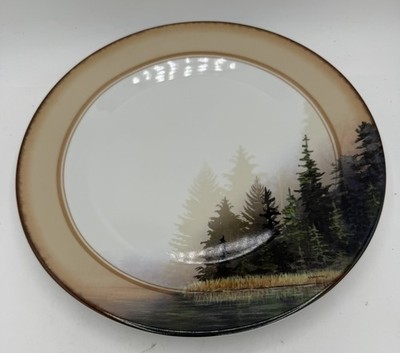 Wild Wings Misty Forest Otters Pond Dinner Plate Rustic Nature 10 5/8 ...