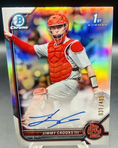 2022 Bowman Draft Chrome Jimmy Crooks 1st Refractor Auto /499 #CDA-JCS ...