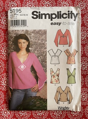 Simplicity 5195 - Cottagecore Tops Sewing Pattern, Sizes 6-12 - 2000s ...
