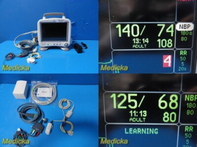 GE Transport Pro Patient Monitor W/ Tram 451M Module & Patient Leads ...