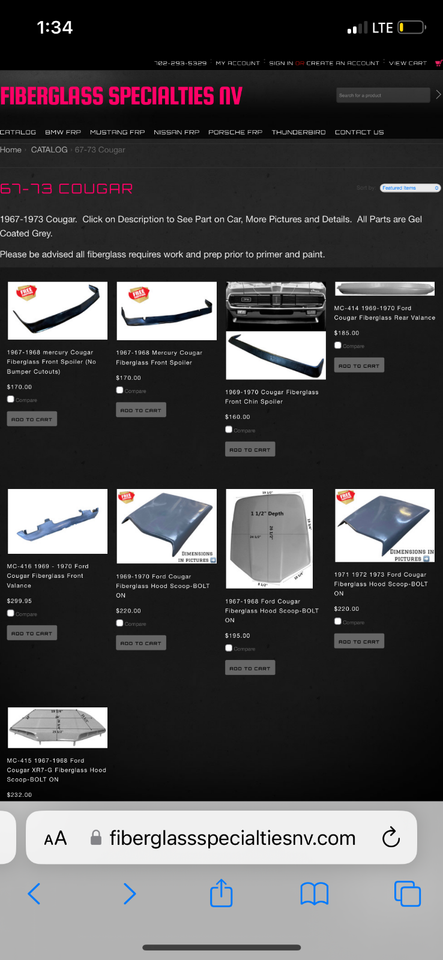 1967-1968 MERCURY COUGAR FIBERGLASS FRONT SPOILER | eBay