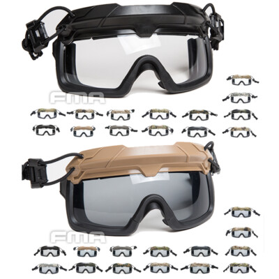 FMA Tactical 3mm Lens Antifog Split Helmet Mount Riot Goggles for ARC ...