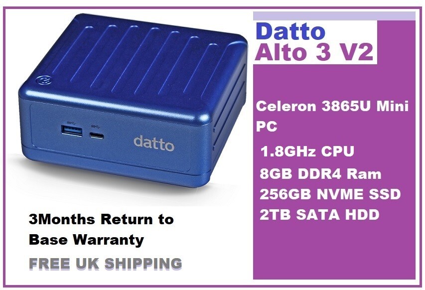 Datto ALTO 3 V2 MINI PC CELERON 3865U 8GB RAM 256GB NVMe PLUS 2TB SATA ...