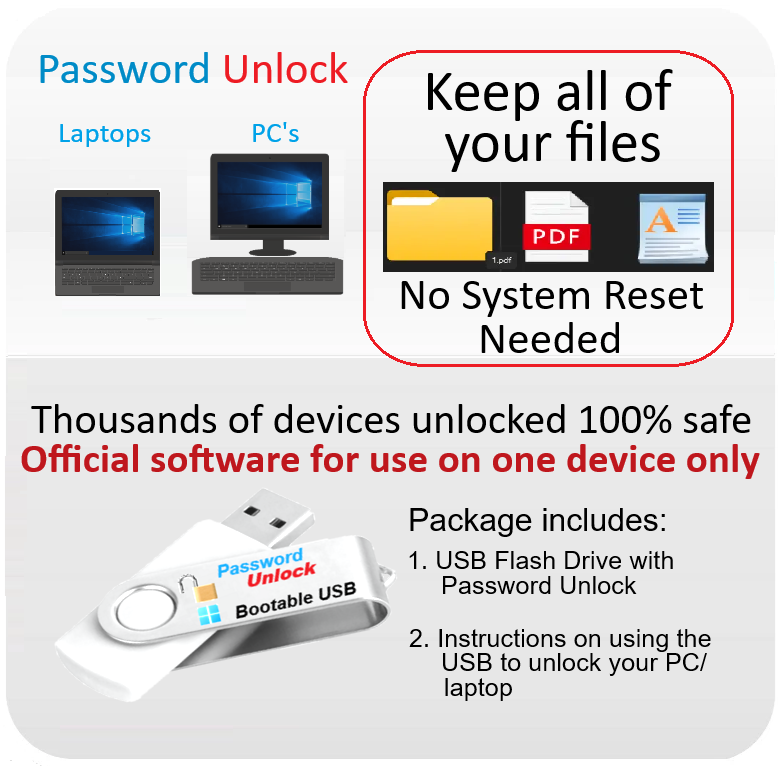 Bootable USB Drive for Windows 11/10 Password Reset bypass tool Unlock ...