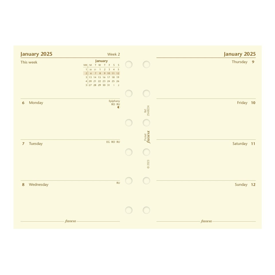 Calendar Diary Refill 2025 Pocket Size Week to View Cotton Cream ...