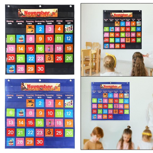 School Pocket Calendar Calendar Pocket Chart Multipurpose Storage ...