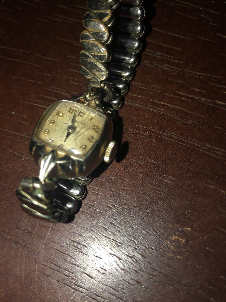 Vintage Hamilton Wrist Watch Women’s Flexible Band 10K R.G.P. Bezel S ...