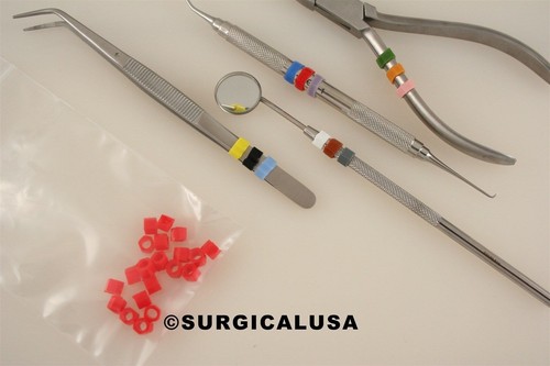 Dental Instrument ID Red Color Bands 50-pack Expandable O-Ring Tool ...