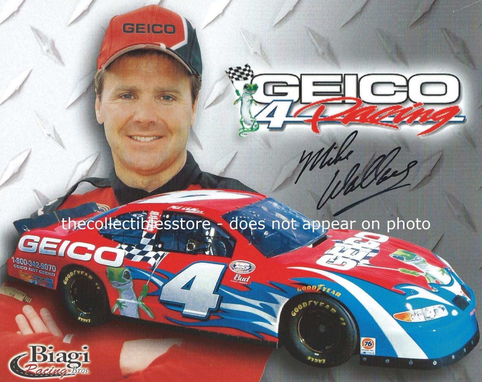 MIKE WALLACE AUTOGRAPHED SIGNED #4 GEICO PONTIAC RACING NASCAR PHOTO ...