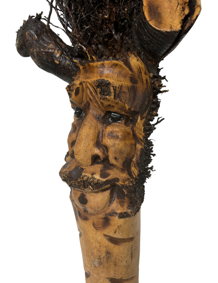 20" HAND MADE BAMBOO ROOT FACE TREE SPIRIT ART HOME DECOR TRIBAL BAR ...