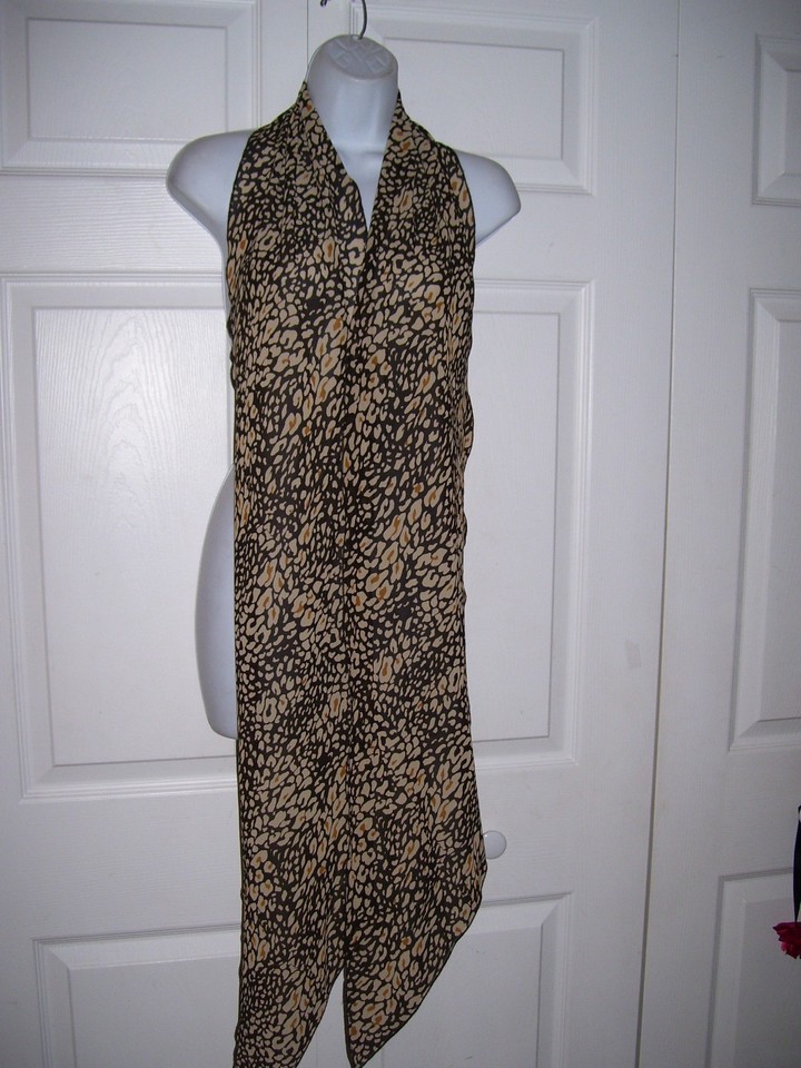 Women’s Scarf Leopard Cheetah Animal Print Neck Wrap 100% Polyester 10 ...