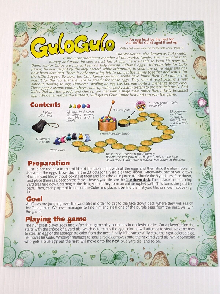 Zoch Gulo Gulo Board Game Instructions English & French Parts ...