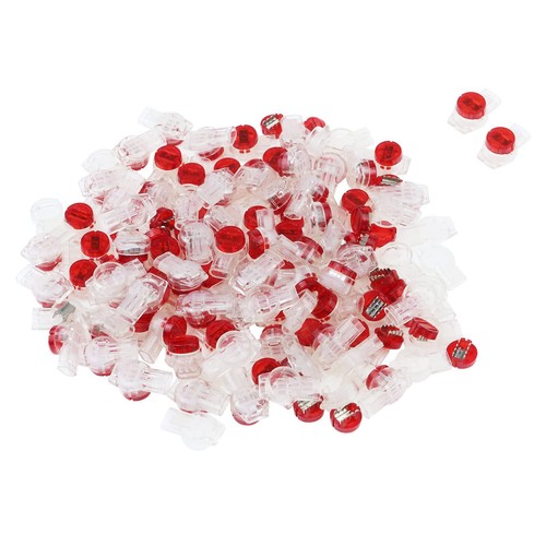 100 Pcs Data Wire Butt Splice 3 Ports UR Connectors Red Clear ...