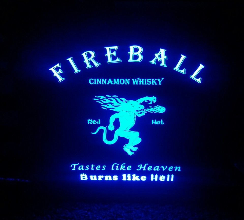 Fireball Whisky LED Sign Personalized, Home bar pub Lighted, man cave ...
