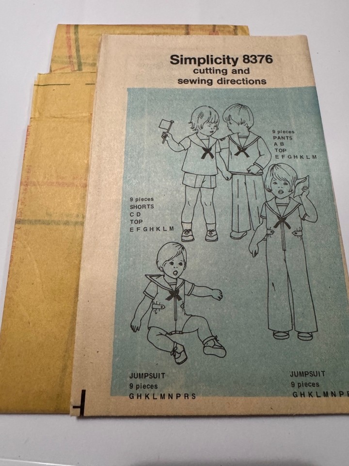 VTG Simplicity Pattern 8376 Toddlers Jumpsuit Top Pant Shorts SZ 1/2 ...