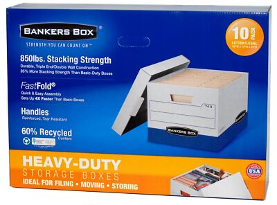 Bankers Box Heavy Duty File Boxes Letter/Legal, 10 Count | eBay
