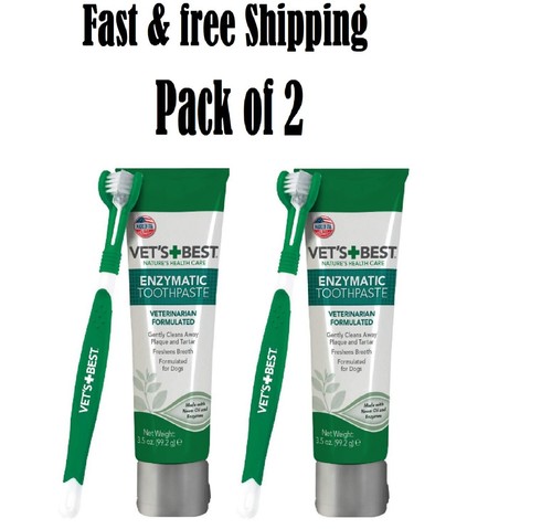 Vet’s Best Dog Toothbrush and Enzymatic Toothpaste Set Teeth Cleaning ...
