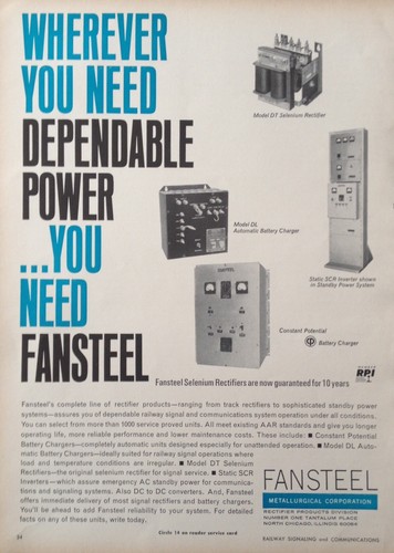 1968 AD(J29)~FANSTEEL METALLURGICAL CORP. CHICAGO. SELENIUM RECTIFIERS ...
