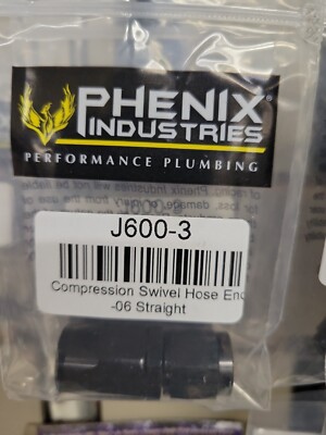 Phenix 6an compression swivel hose fitting straight black aluminum j600 ...