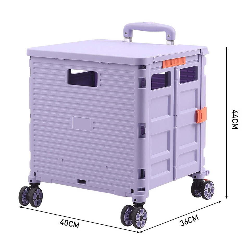 Foldable Trolley Crate Boot Cart Mobile Shopping Camping Picnic Storage ...