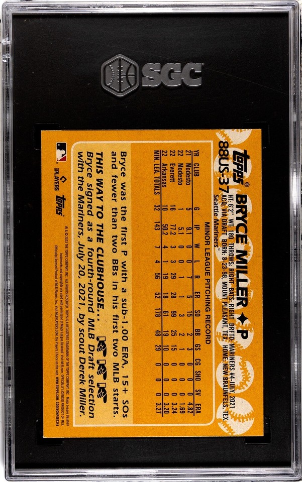 2023 Topps Update Bryce Miller Rookie SGC-10 88’ Topps #88US-37 Seattle ...