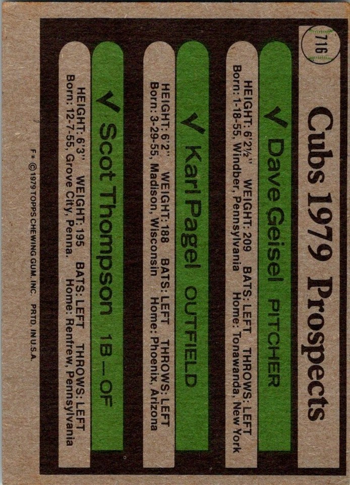 1979 Topps #716 Dave Geisel RC/Karl Pagel RC/Scot Thompson RC | eBay