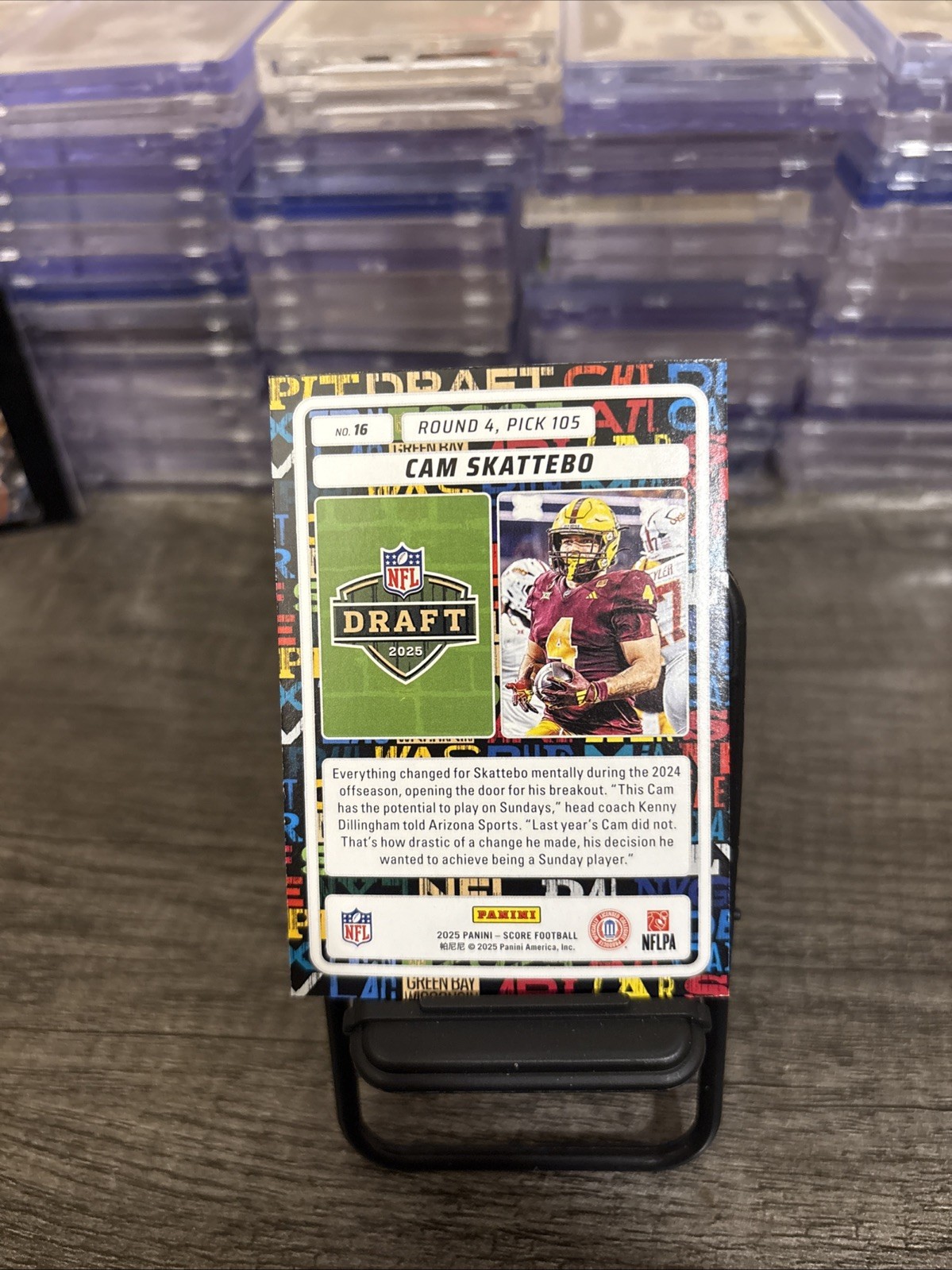 2025 Panini Score Cam Skattebo NFL Draft #16 Rookie Card