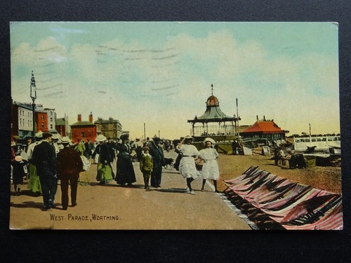Sussex WORTHING West Parade shows PIER ENTRANCE & BANDSTAND c1921 ...