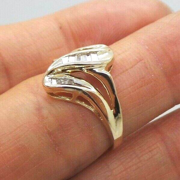 STUNNING 10K YG LADIES DIAMOND CLUSTER SWIRL RING .35 tcw SZ 7 G116265 ...