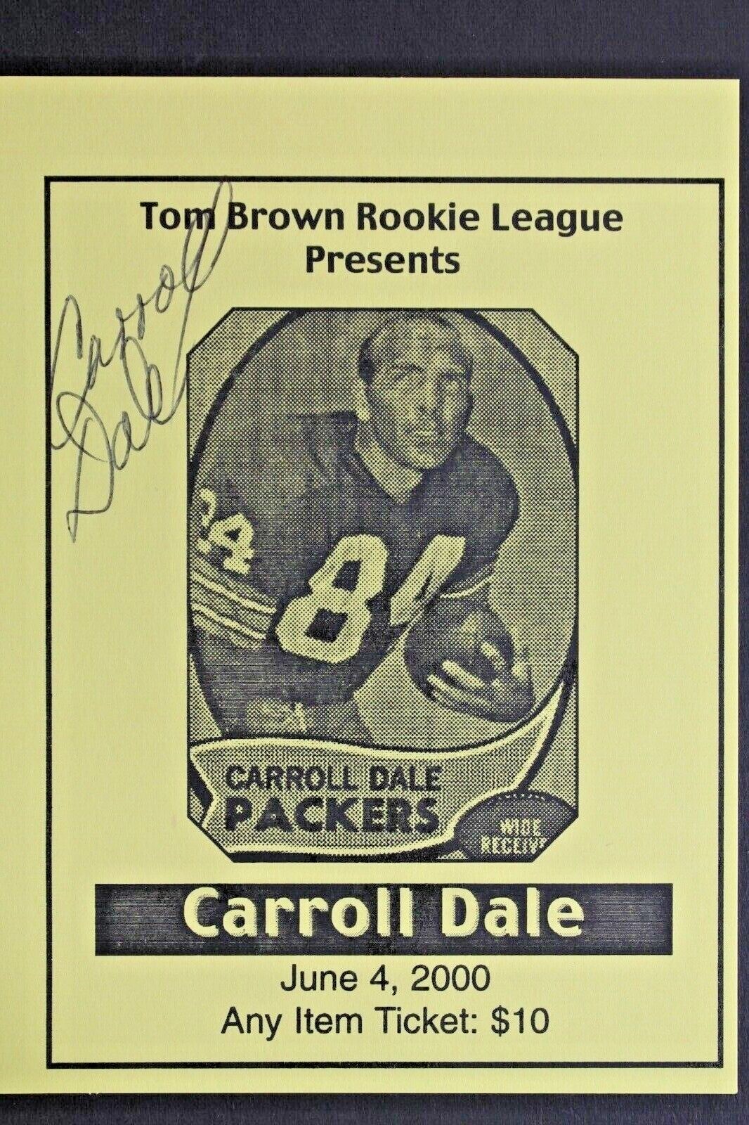 Carroll Dale CHOF Green Bay Packers VA Tech Signed Autographed 4x6 Show ...
