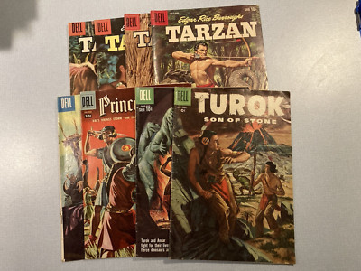 Old 10 Cent Comics, Tarzan, Turok and Prince Valiant, Dell, Good Shape ...